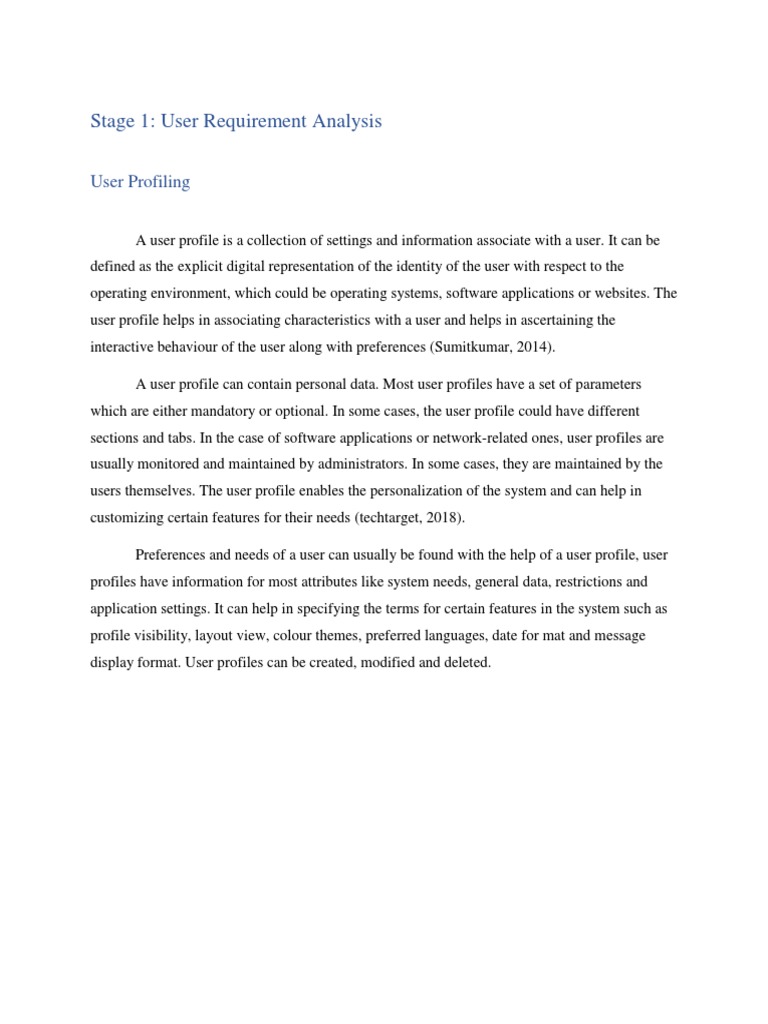 Stage 1: User Requirement Analysis | PDF | User (Computing) | Questionnaire