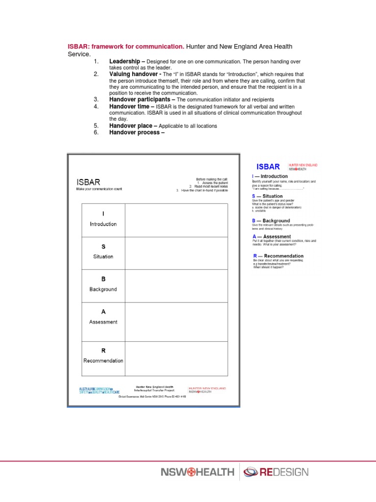 Service.: ISBAR: Framework For Communication | PDF