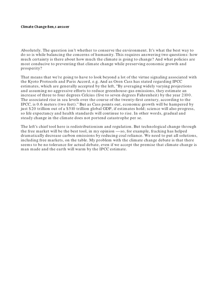 Climate Change Ben, S Answer | PDF
