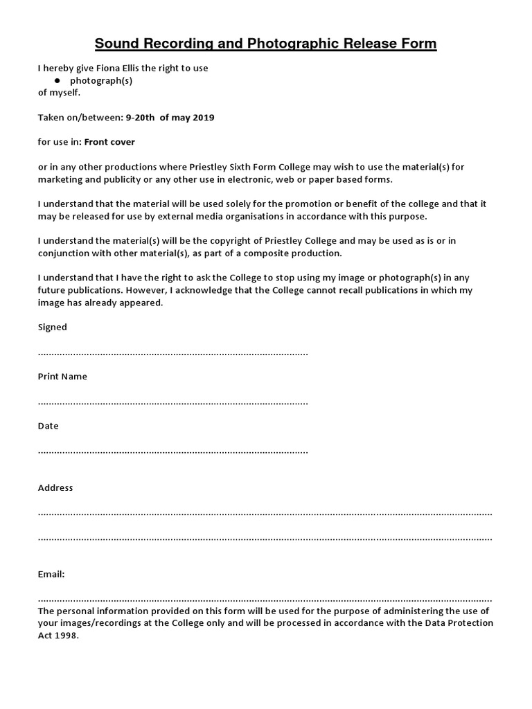 Model Release Forms For Magazine Front Covers | PDF | Career & Growth ...