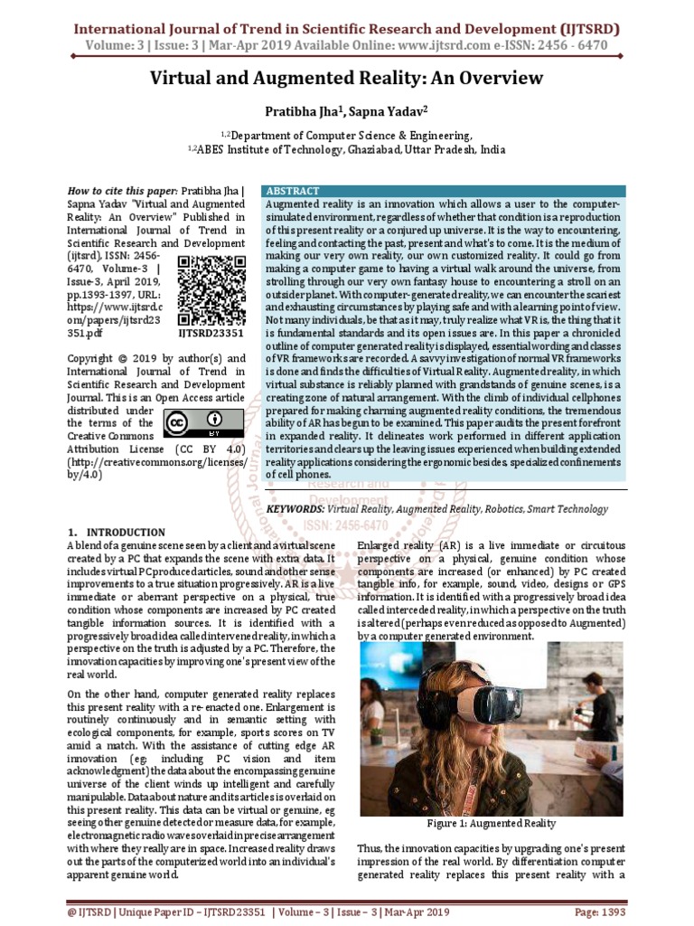Virtual and Augmented Reality An Overview | PDF | Augmented Reality ...