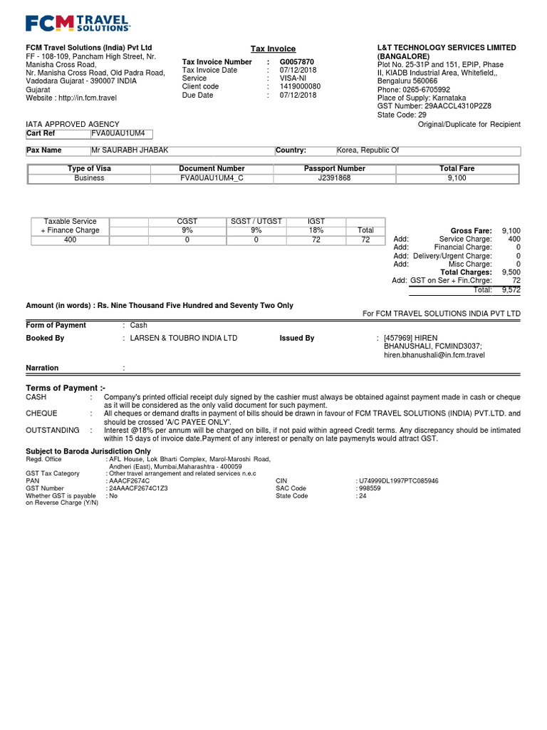 Tax Invoice: Invoice Number G0057870 Invoice Date | PDF | Payments ...
