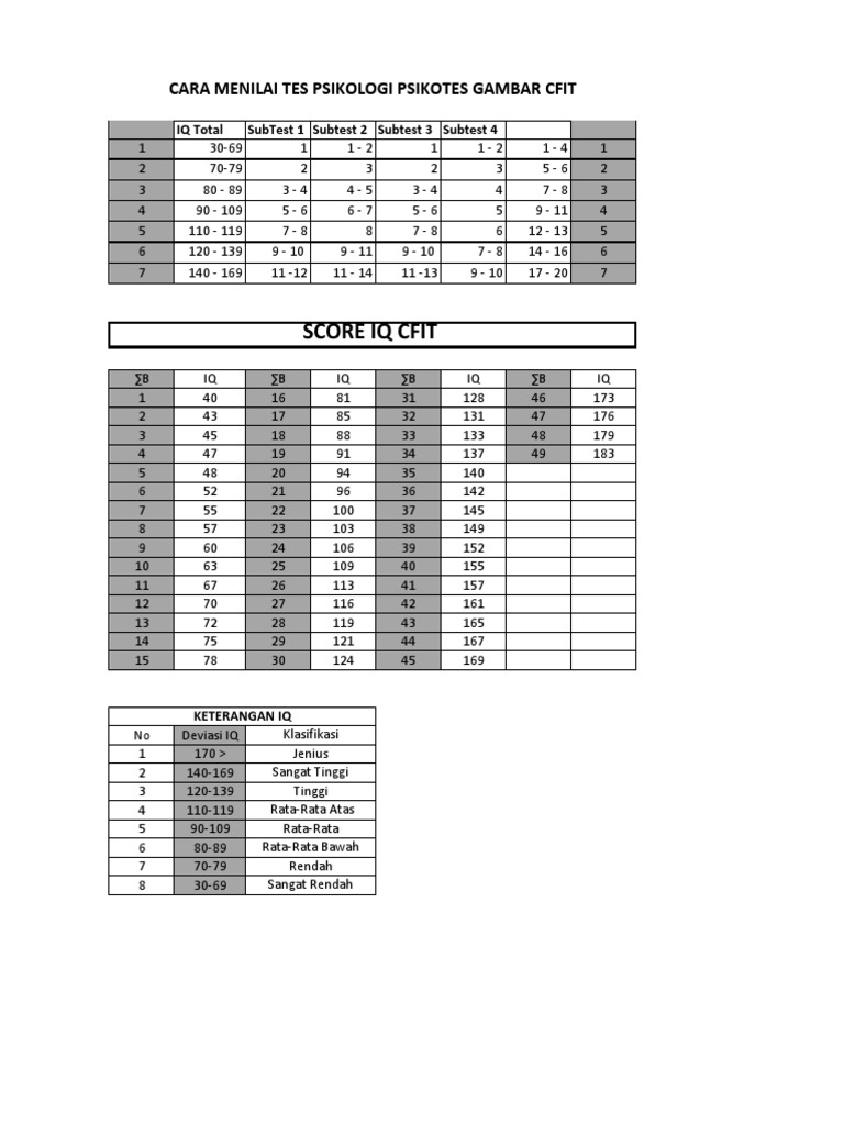Penilaian CFIT Test IQ | PDF