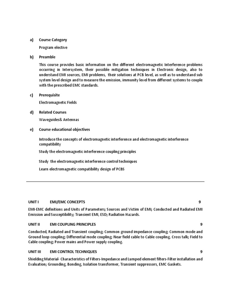 Electromagnetic Interference Course Overview | PDF | Electromagnetic ...