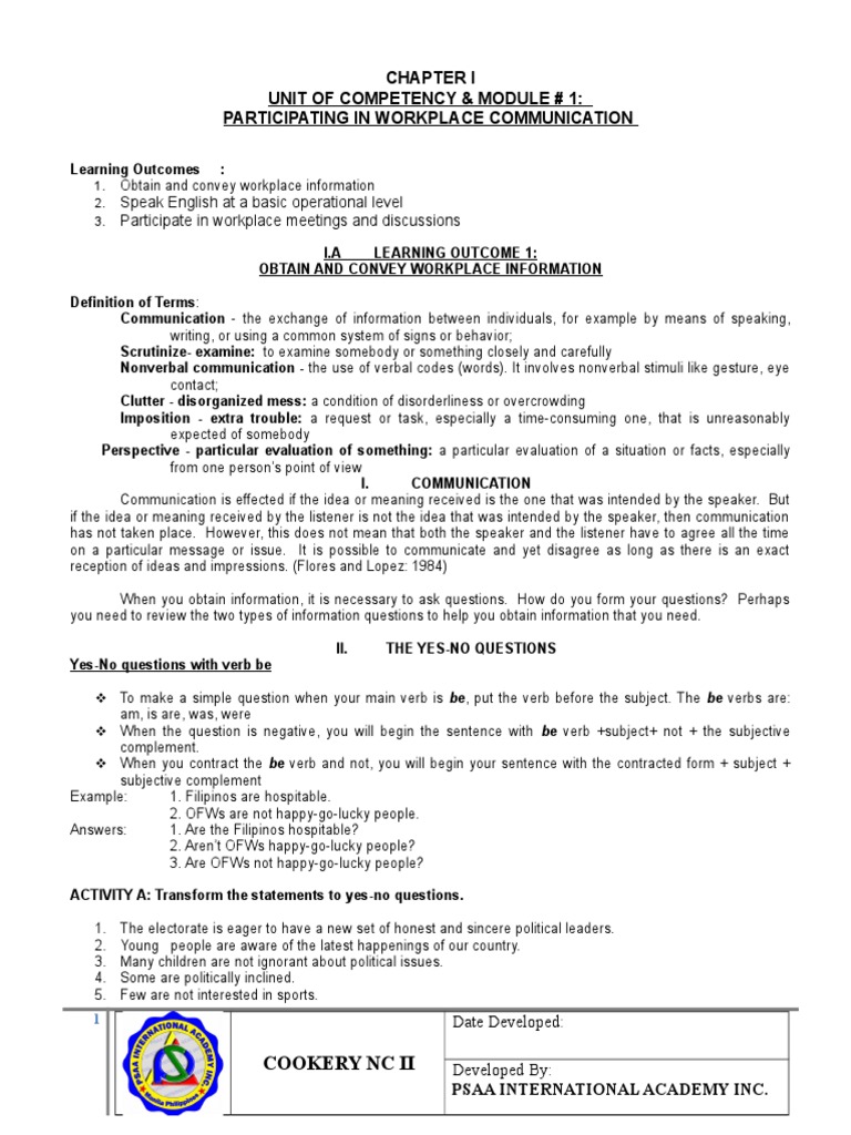 CBLM Basic | PDF | Nonverbal Communication | Communication