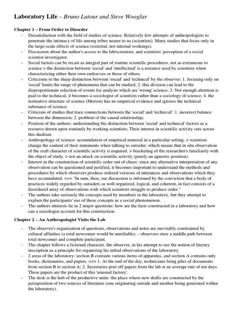 Laboratory Life - Bruno Latour and Steve Wooglar: Chapter 1 - From ...