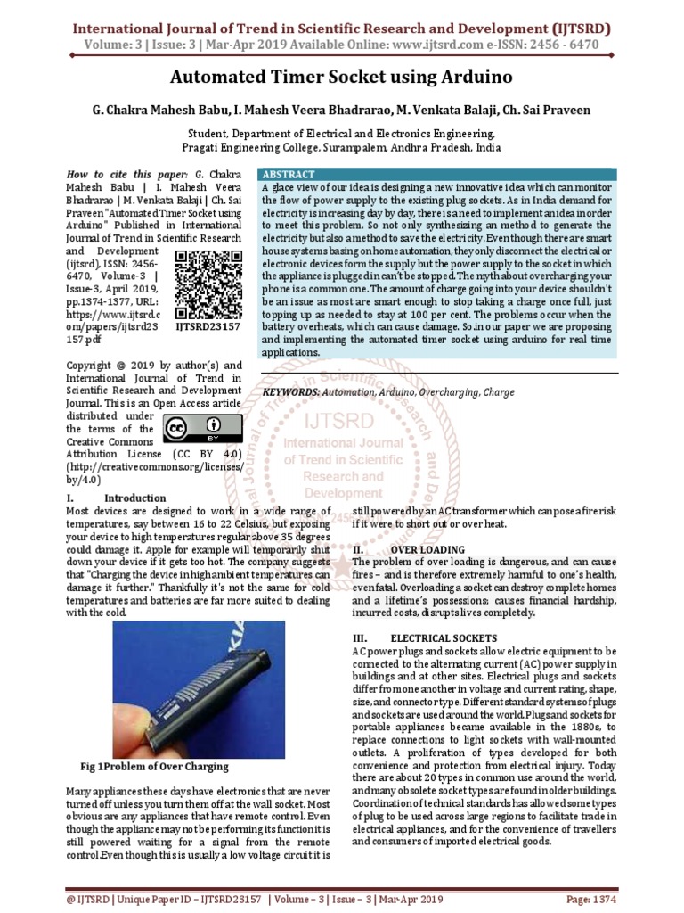 Automated Timer Socket Using Arduino Pdf Ac Power Plugs And Sockets Integrated Circuit