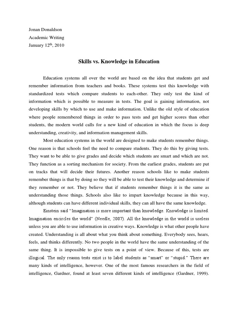 Example Argumentative Essay | PDF | Understanding | Reason
