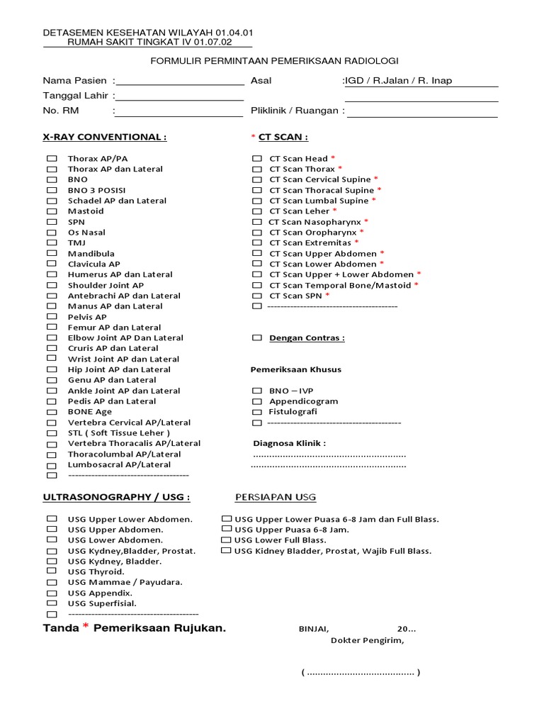 Form Permintaan Radiologi | PDF