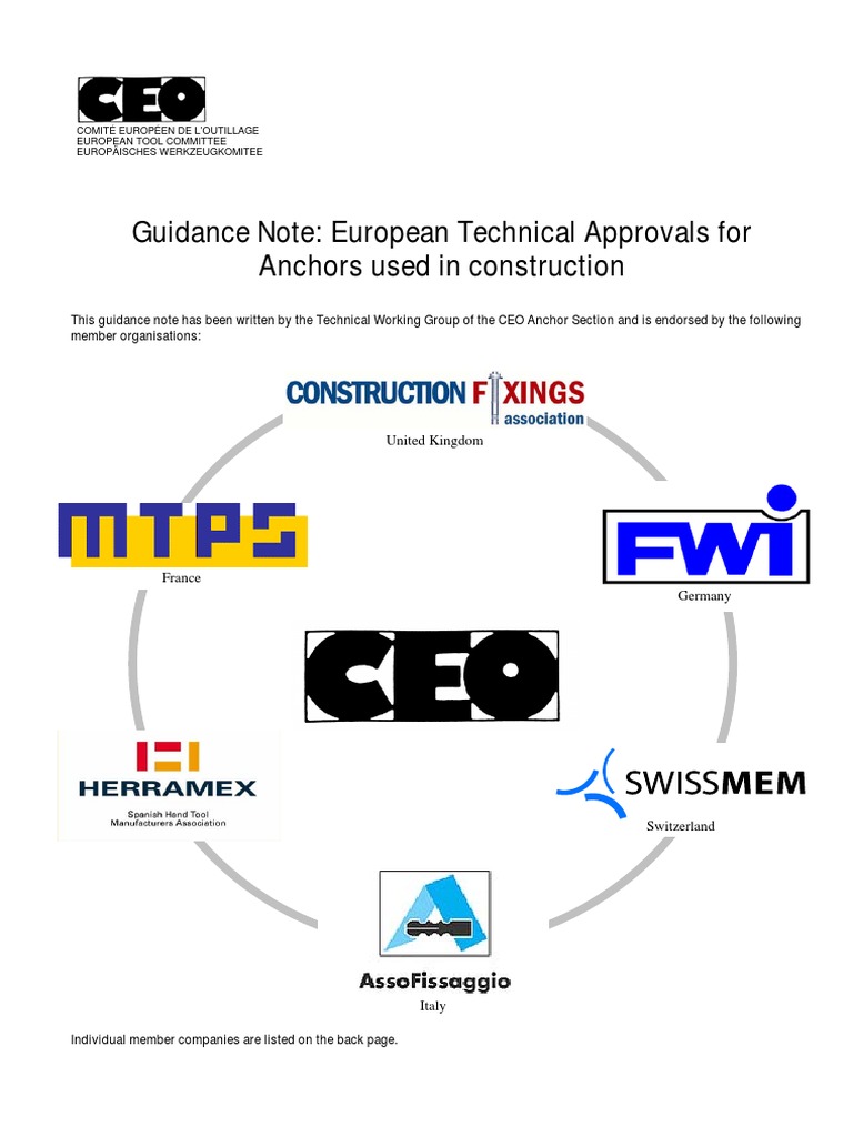Guidance Note: European Technical Approvals For Anchors Used in ...