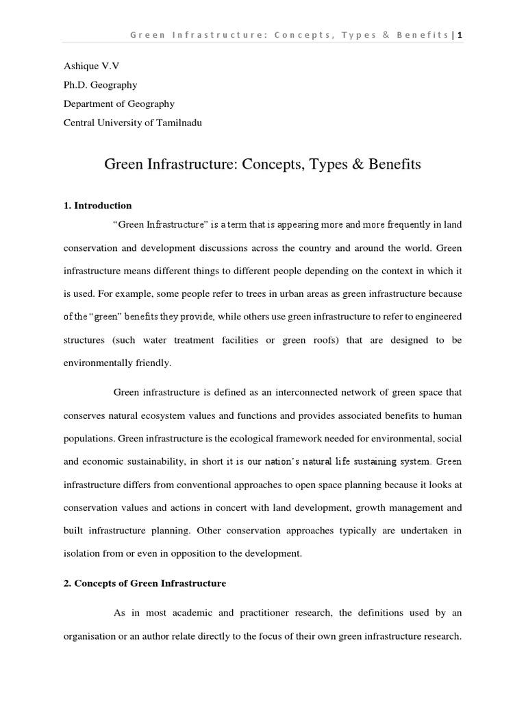 Green Infrastructure: Concepts, Types & Benefits | PDF | Green ...