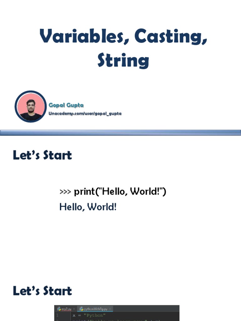 Variables, Casting, String: Gopal Gupta | PDF | Variable (Computer Science) | Areas Of Computer ...