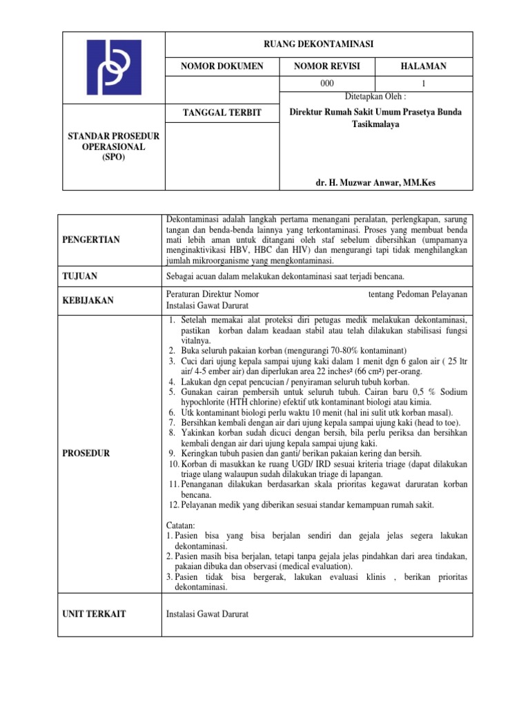 Spo Ruang Dekontaminasi | PDF | Kesehatan Holistik | Sains & Matematika