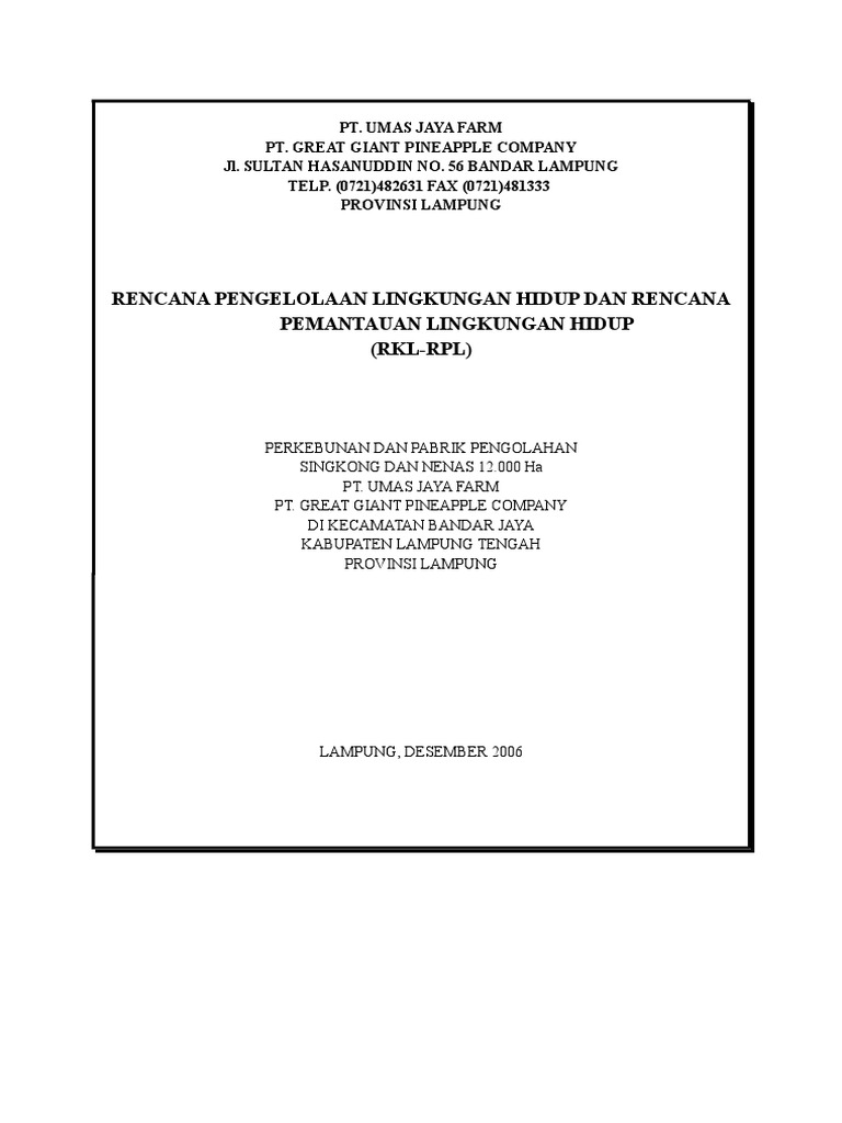 Dokumen Amdal RKL RPL | PDF