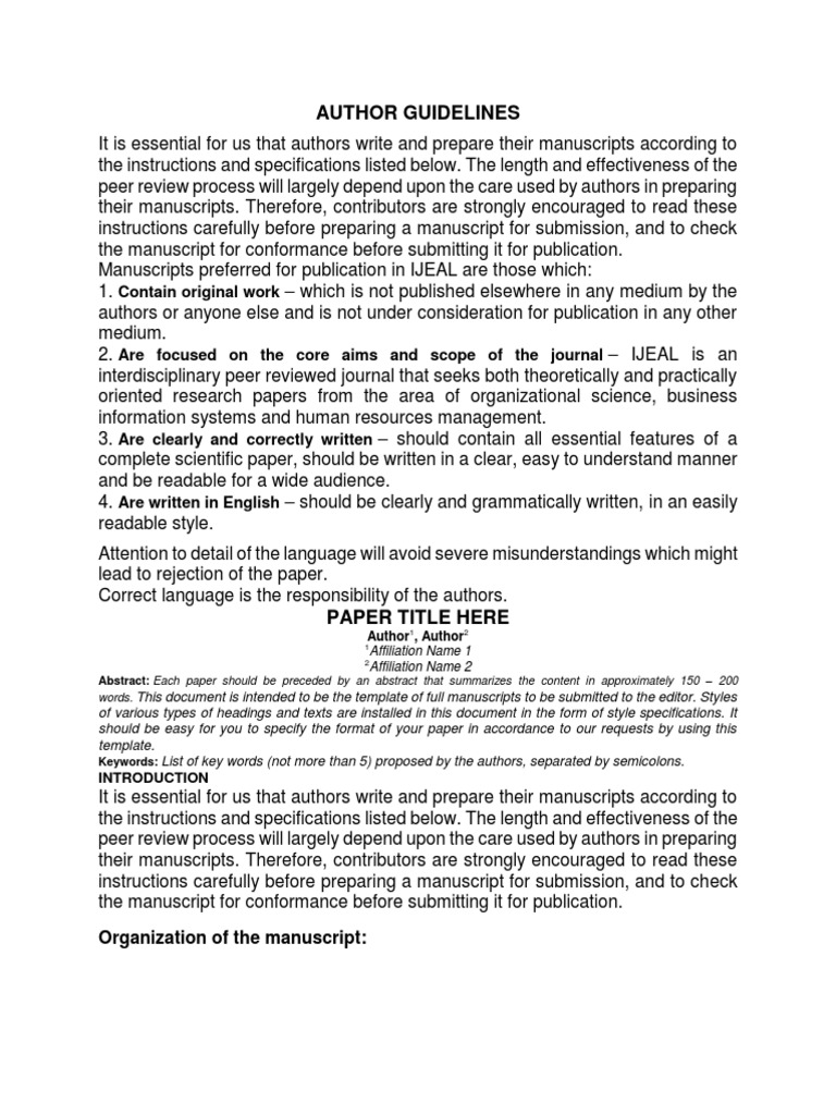 Author Guidelines: Contain Original Work | PDF | Typefaces | Printing