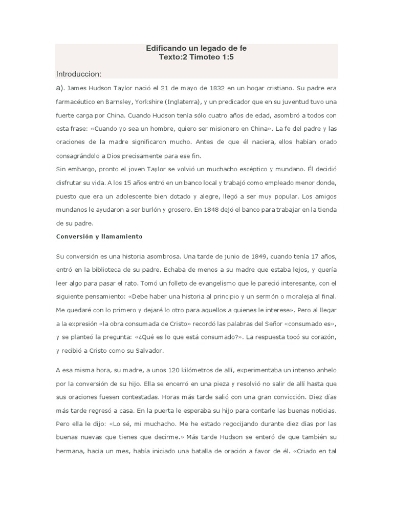 Edificando Un Legado de Fe | Descargar gratis PDF | Fe | Jesús