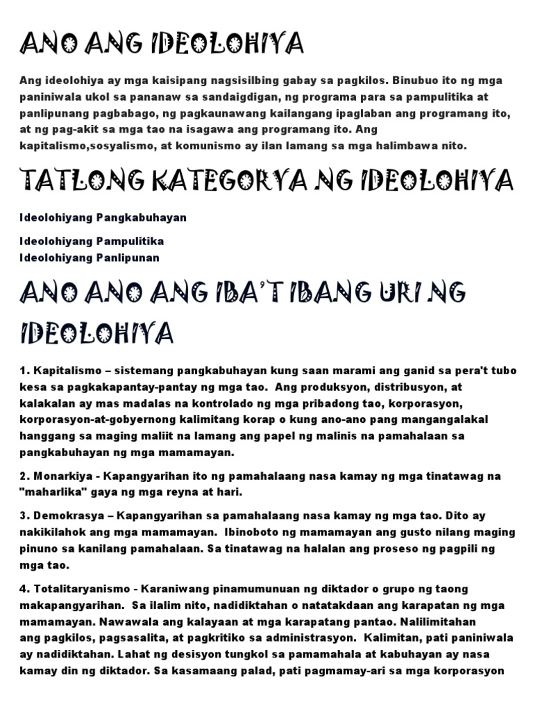 Ano Ang Ideolohiya | PDF