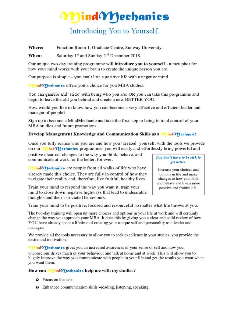 Mind Mechanics 1 & 2 Dec 2018 | PDF | Motivation | Motivational