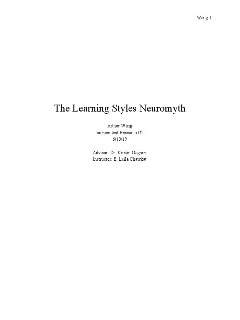 Final Draft 3 | PDF | Learning Styles | Learning