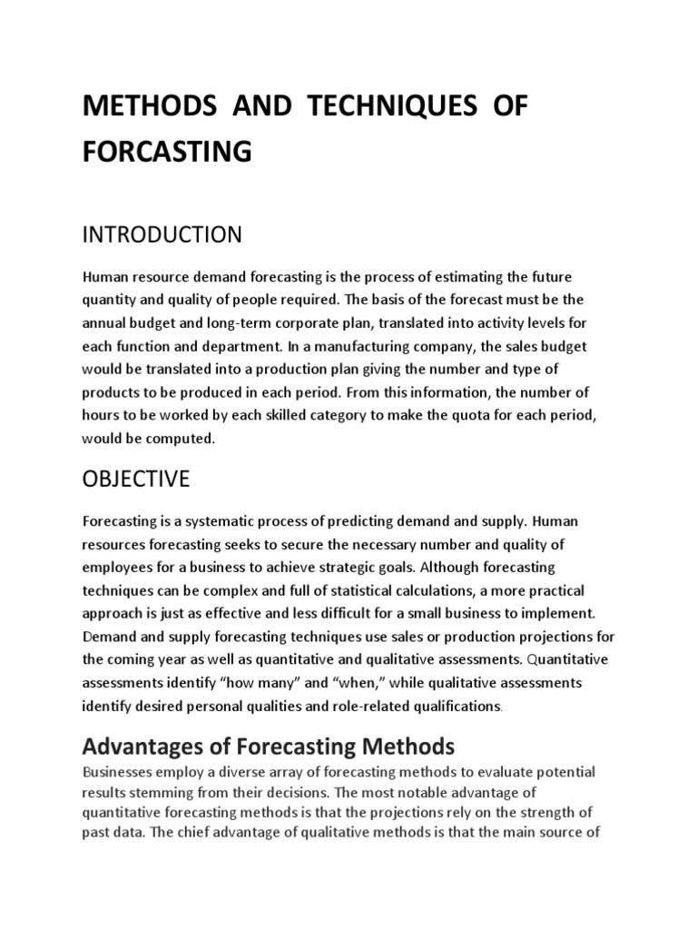 Methods and Techniques of Forcasting | PDF | Forecasting | Human Resources