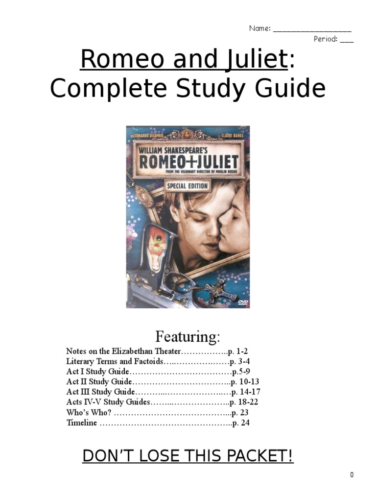 Romeo and Juliet Complete Study Guide | PDF | Characters In Romeo And ...