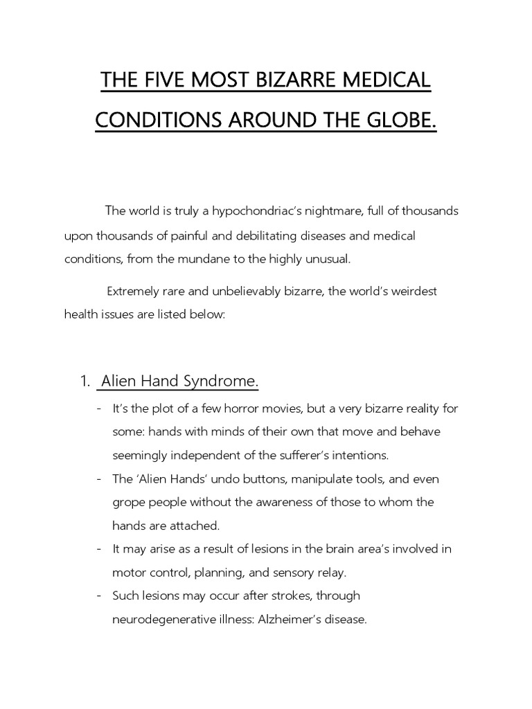 The Five Most Bizarre Medical Conditions Around The Globe | PDF ...