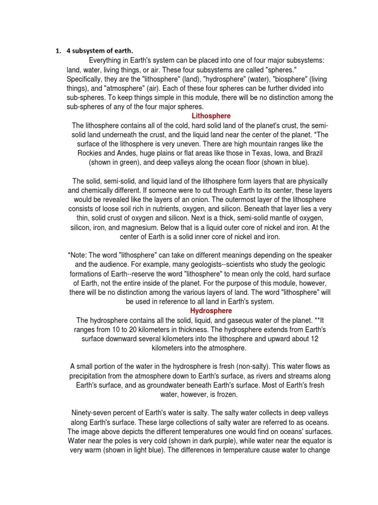 4 Subsystem of Earth | PDF | Earth | Atmosphere Of Earth