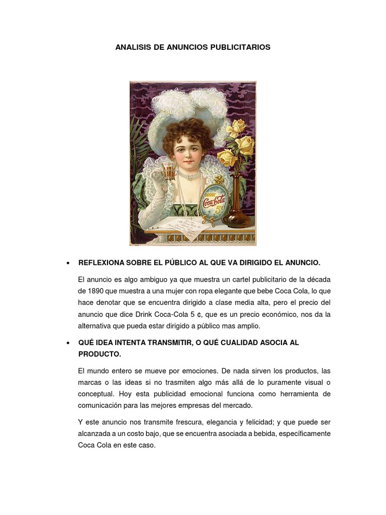 Analisis de Anuncios Publicitarios | PDF | Coca Cola | Publicidad