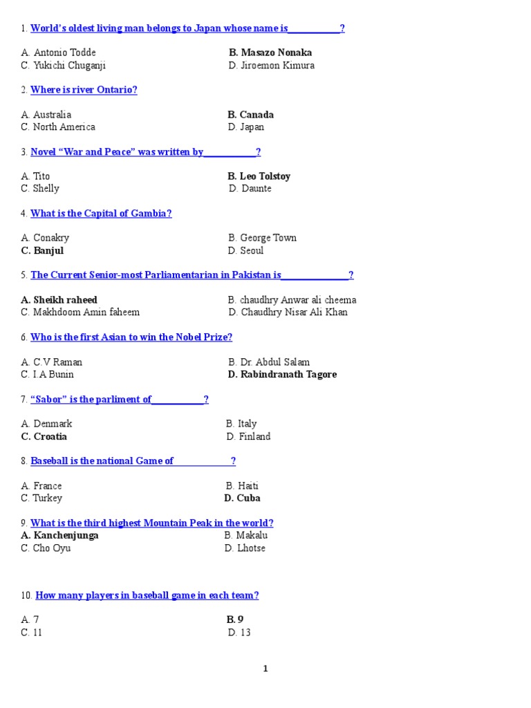 General Knowledge | PDF | Pakistan | Sports