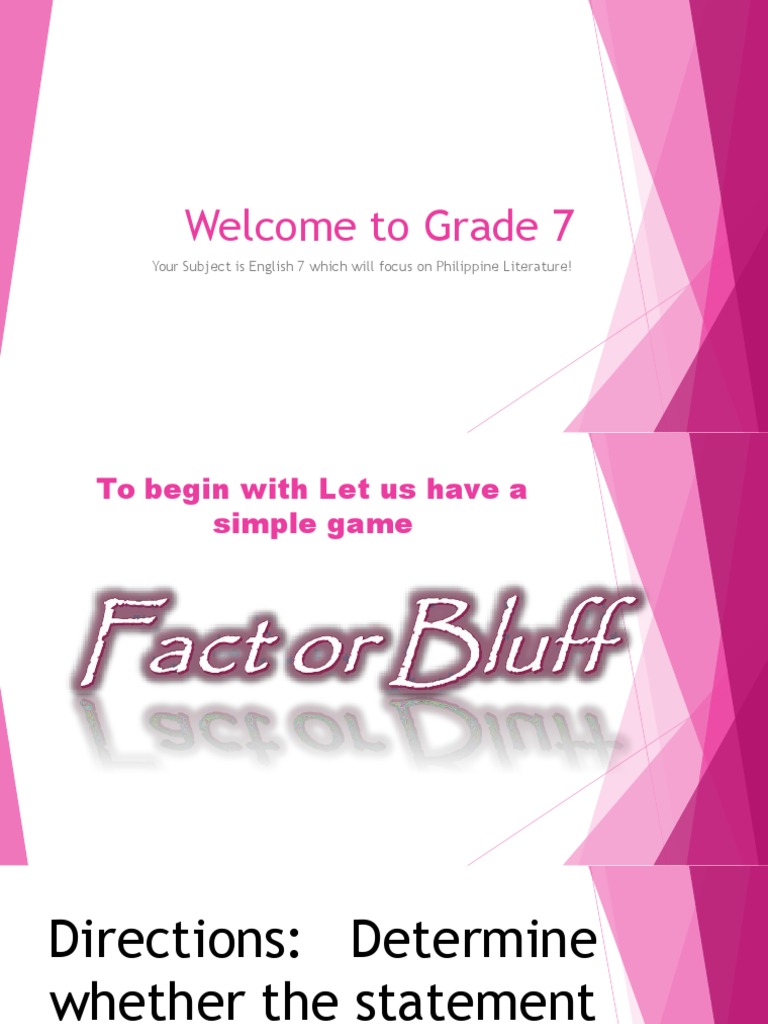 Welcome To Grade 7: Your Subject Is English 7 Which Will Focus On ...