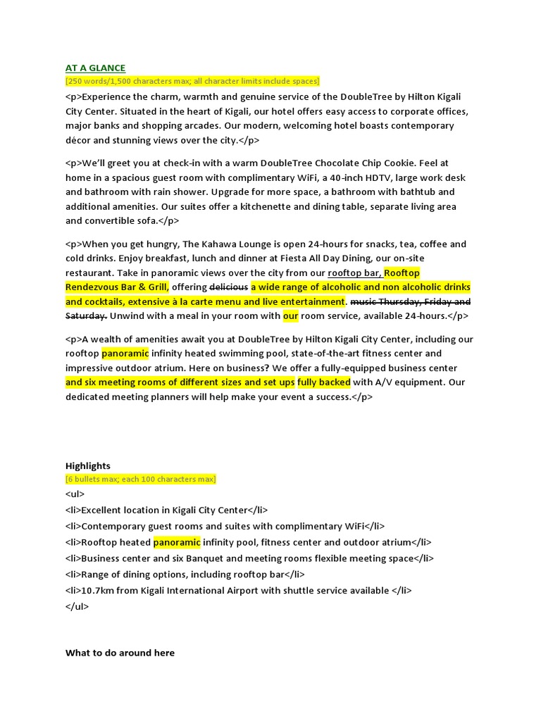 At A Glance: (250 Words/1,500 Characters Max All Character Limits ...