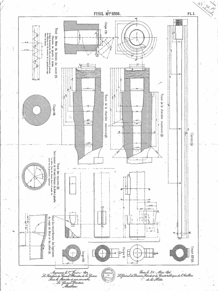 Technical Drawings of Lebel Rifle 1886-93 Ww1 PDF | PDF