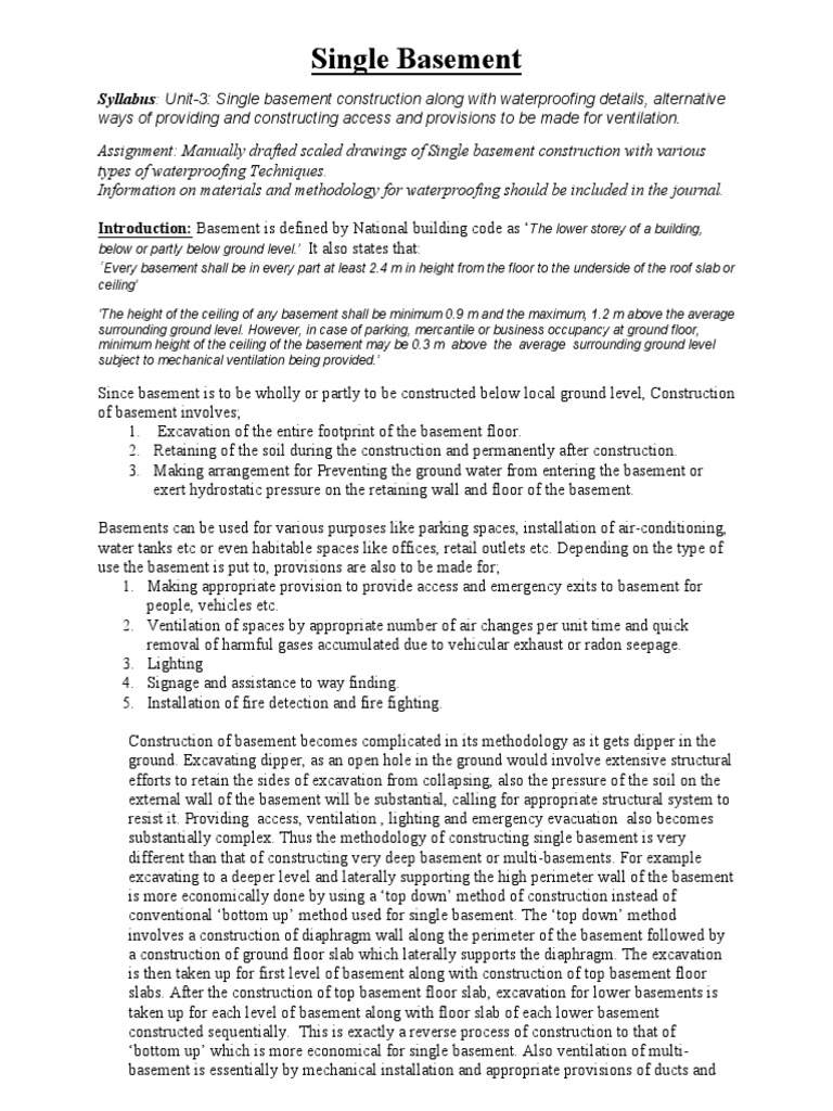 Basement Study Material | PDF | Basement | Duct (Flow)