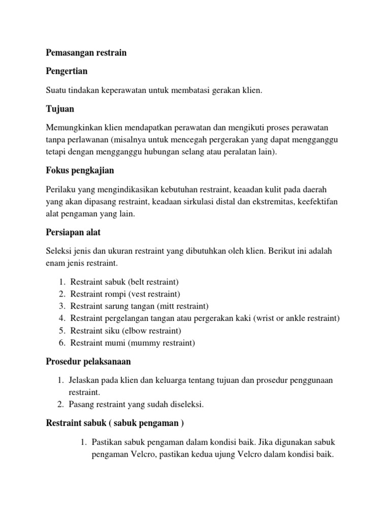 Pemasangan Restrain | PDF