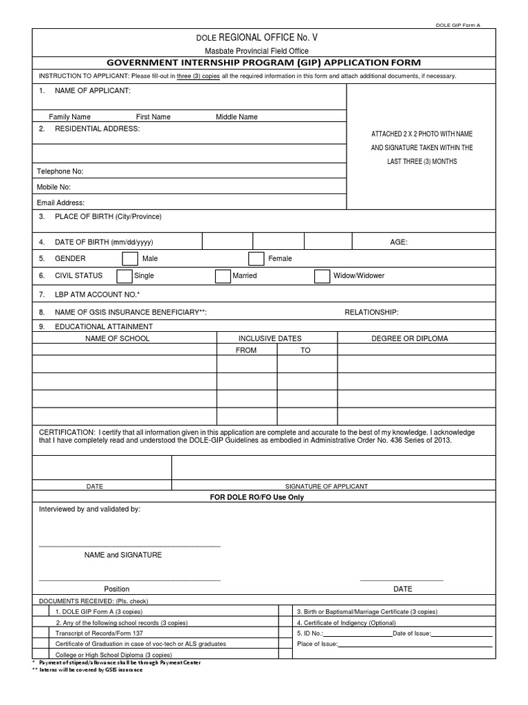 A4 Gip Application Form | PDF | Business