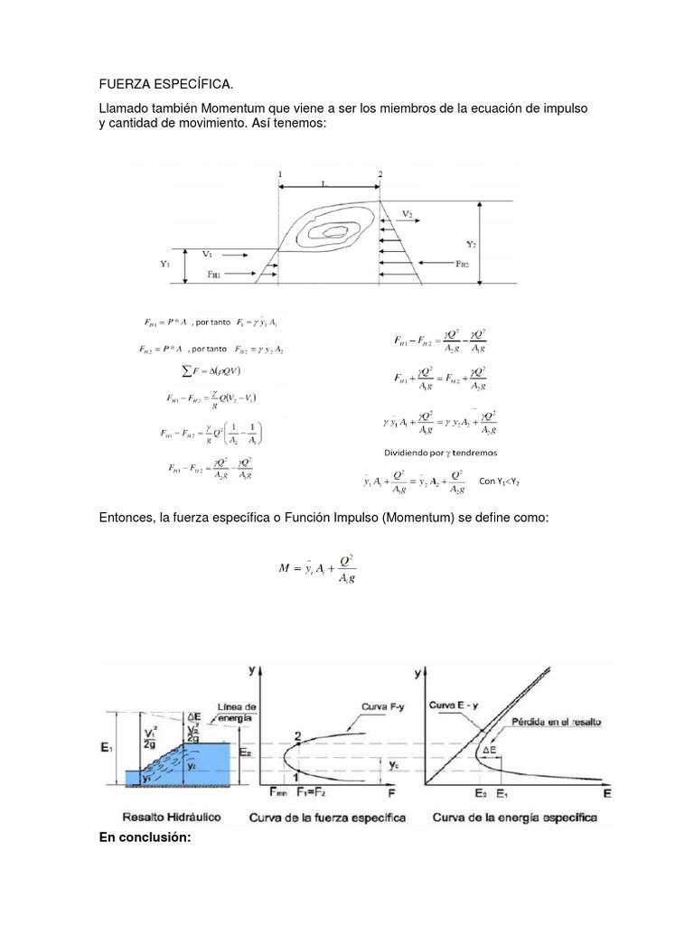 FUERZA ESPECÍFICA y Perdida de Energia Graficamente | PDF