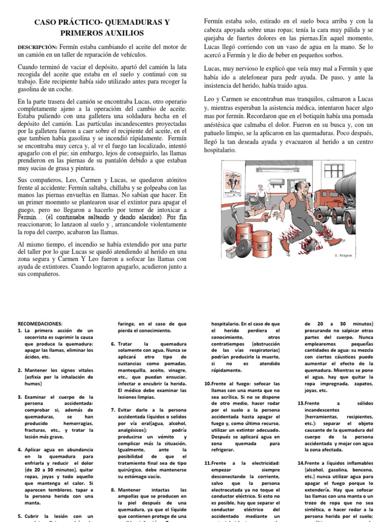 CASO PRÁCTICO-quemaduras y Primeros Auxilios. | PDF | Herida | Quemar