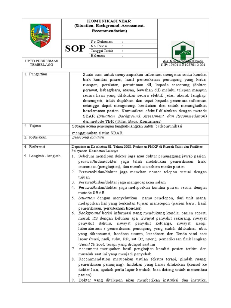Sop Sbar | PDF