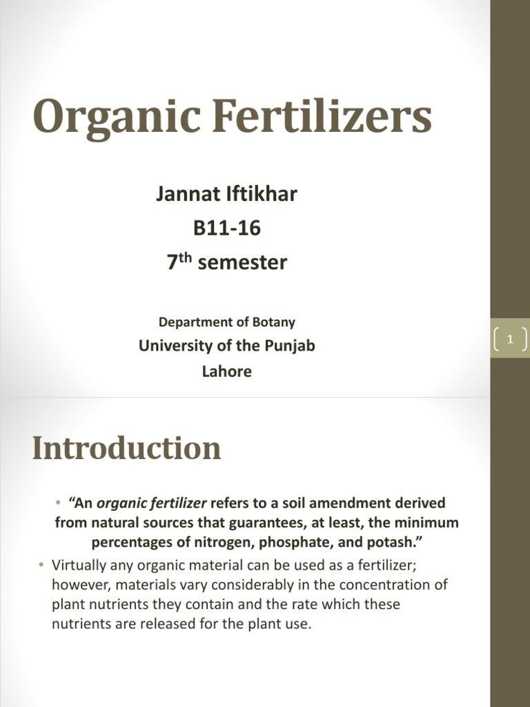 Introduction to Organic Fertilizers | PDF | Manure | Fertilizer