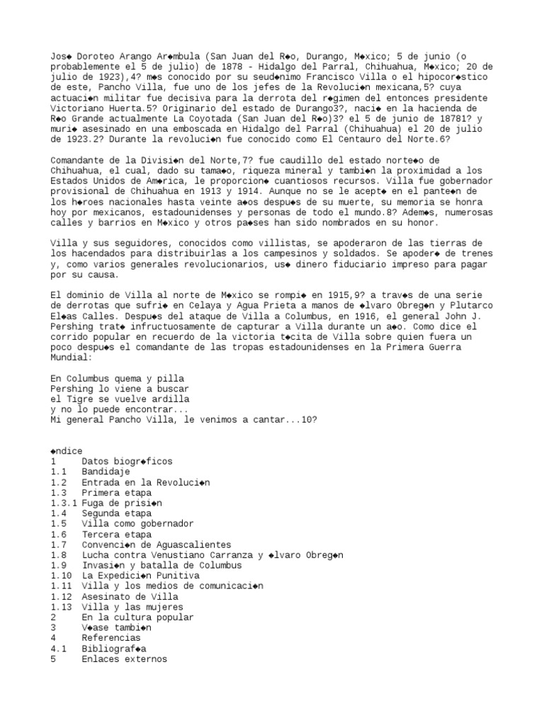 Biografía de Pancho Villa: Nacimiento y Vida | PDF | revolución ...