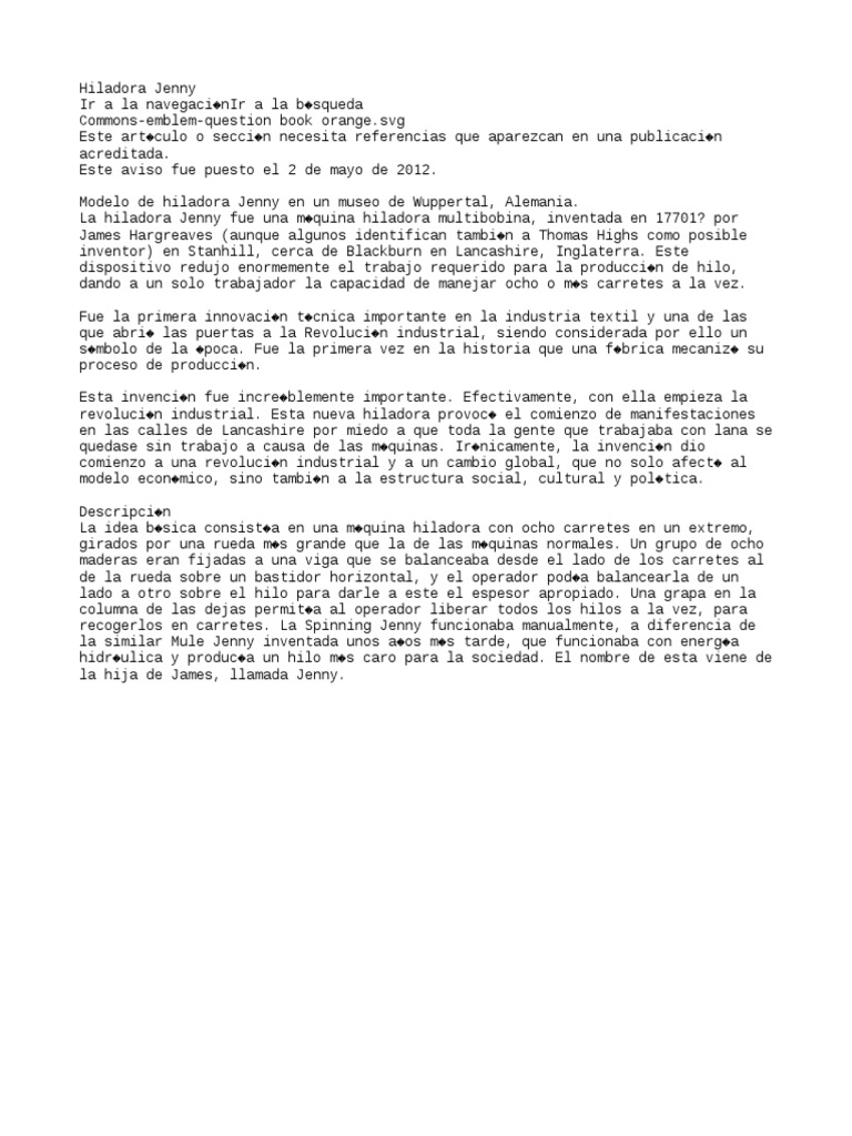 Mule Jenny | Descargar gratis PDF | Textiles | Artesanías