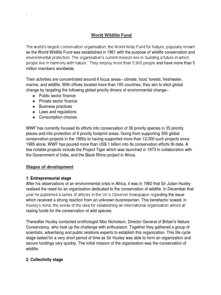WWF Organizational Evolution and Structure | PDF | World Wide Fund For ...