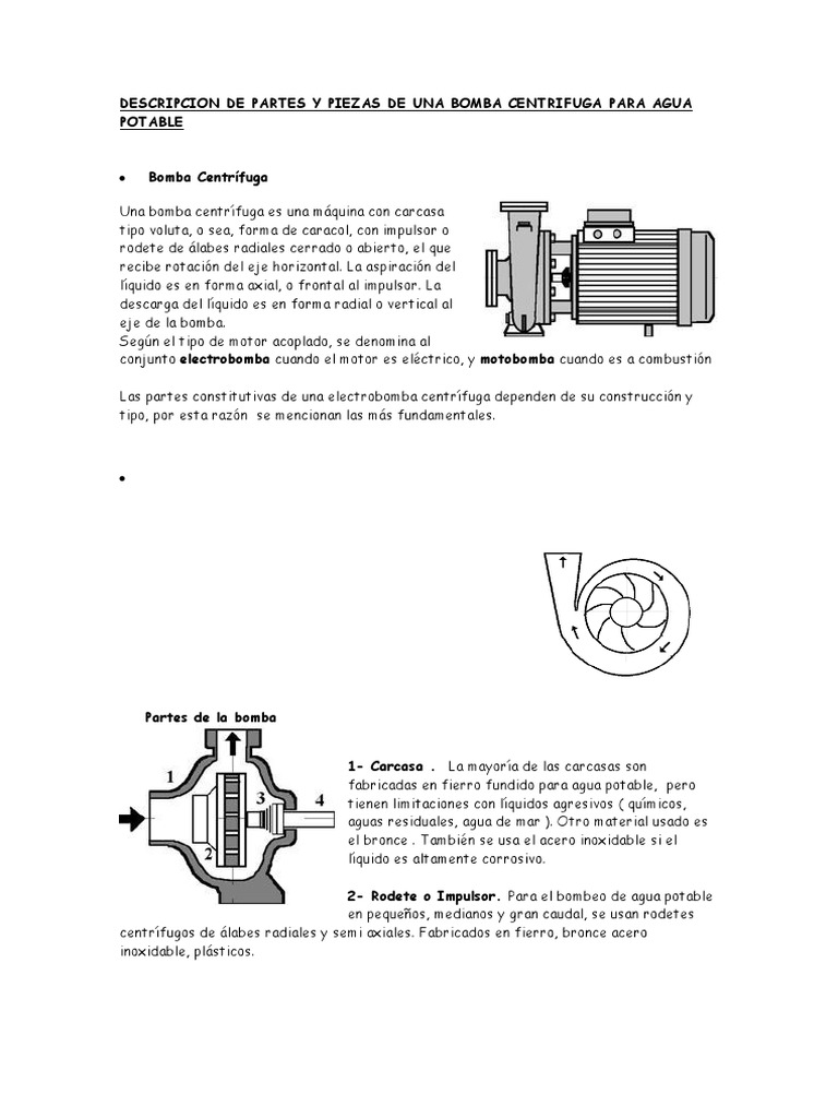Descripcion de Partes y Piezas de Una Bomba Centrifuga para Agua ...