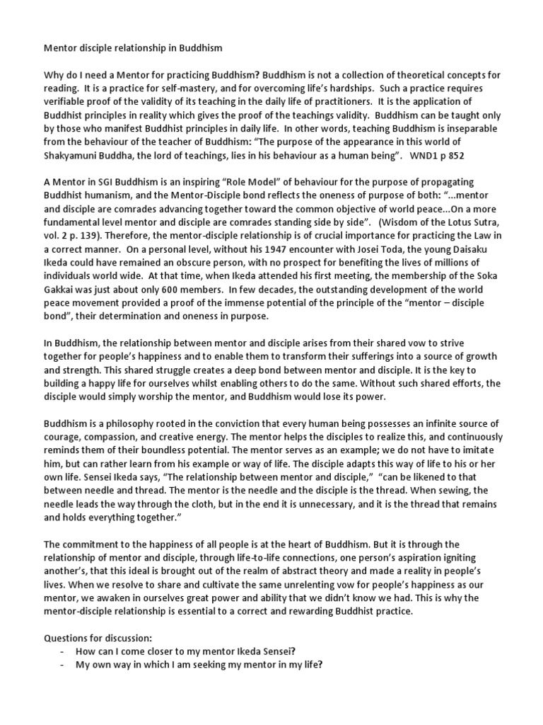 Concept Of Mentor Disciple Relationship in SGI Nichiren Buddhism | Schools Of Buddhism | Indian ...