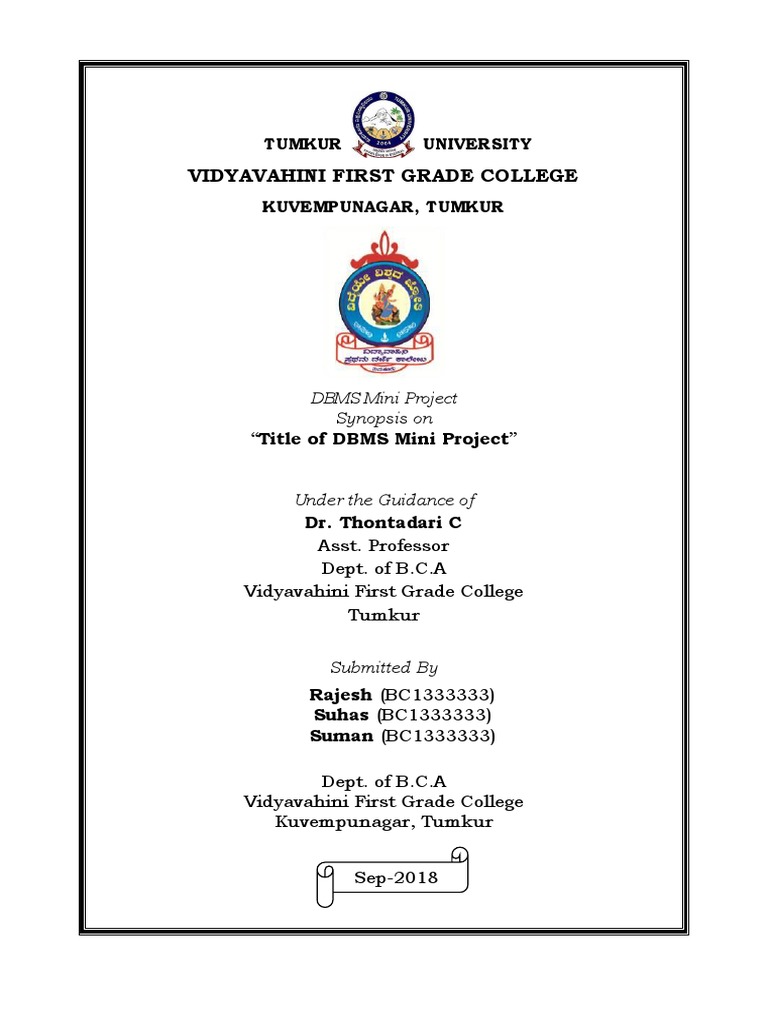 Vidyavahini First Grade College: Tumkur University | PDF