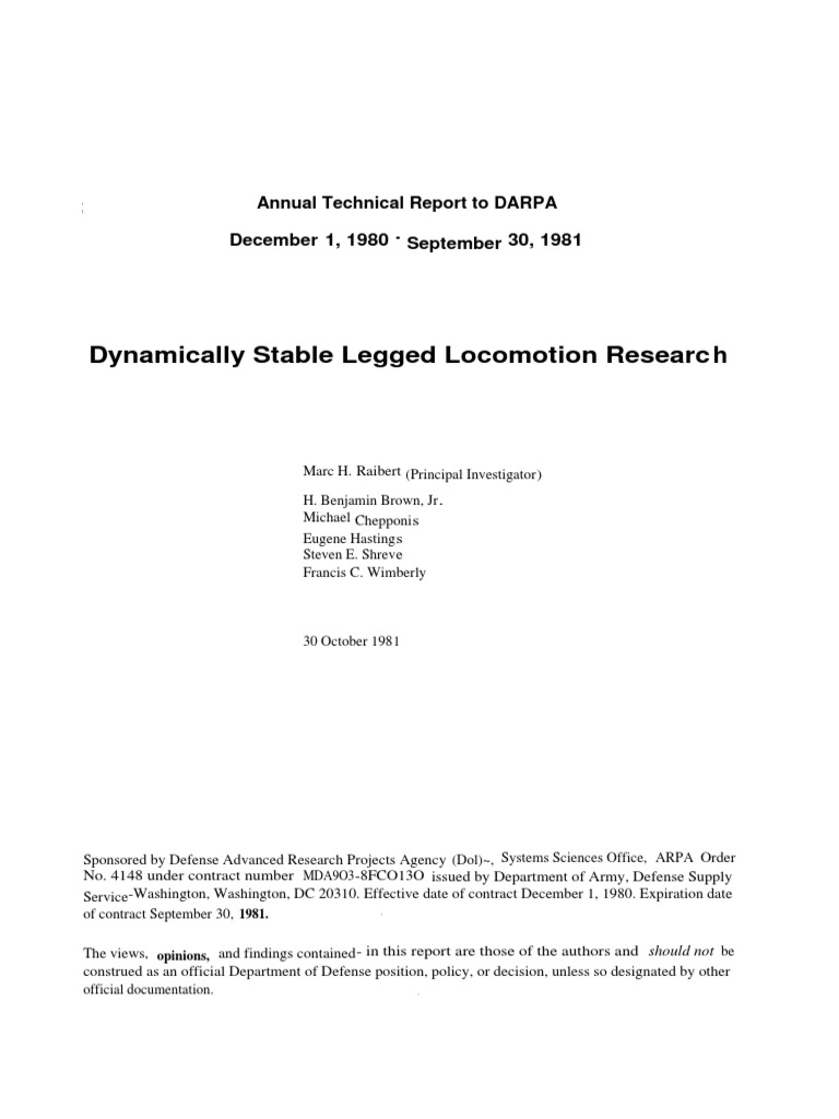 Raibert Marc 1981 1 | PDF | Control Theory | Potential Energy