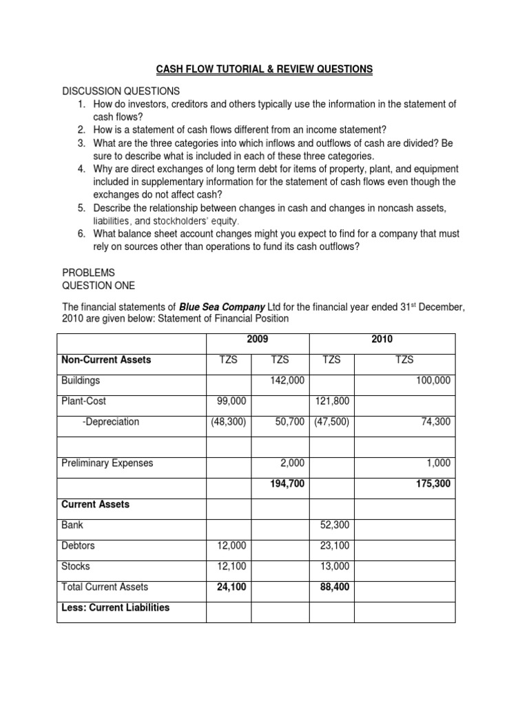 Cash Flow Tutorial Qns | PDF | Expense | Revenue