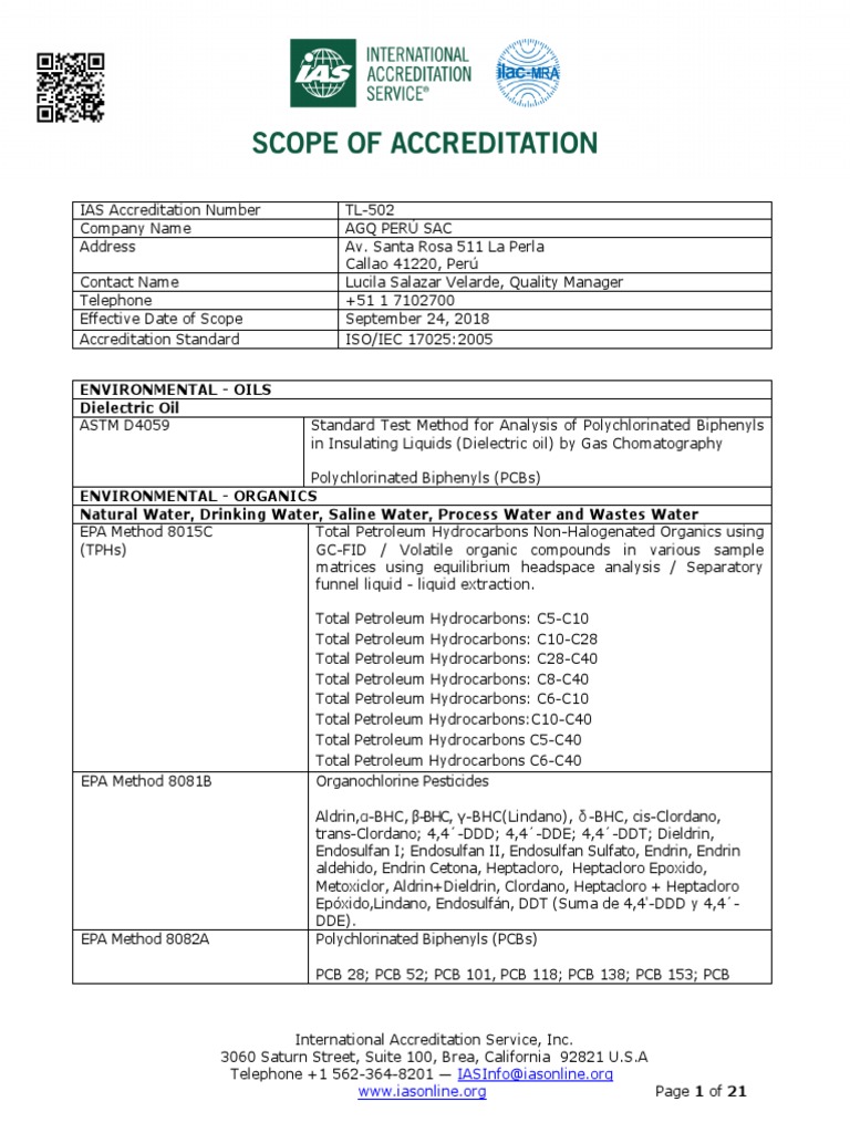 TL 502 Scope | PDF | Cyanide | Polychlorinated Biphenyl