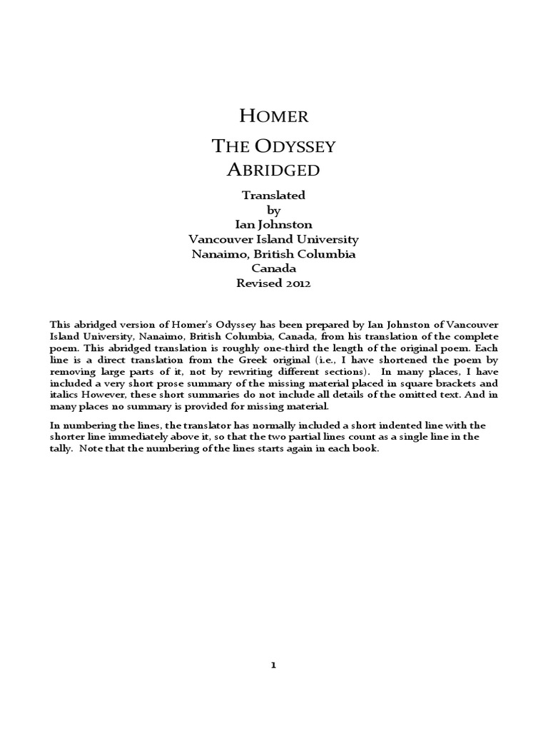 Abridged Odyssey Full Text PDF | PDF | Agamemnon | Clytemnestra