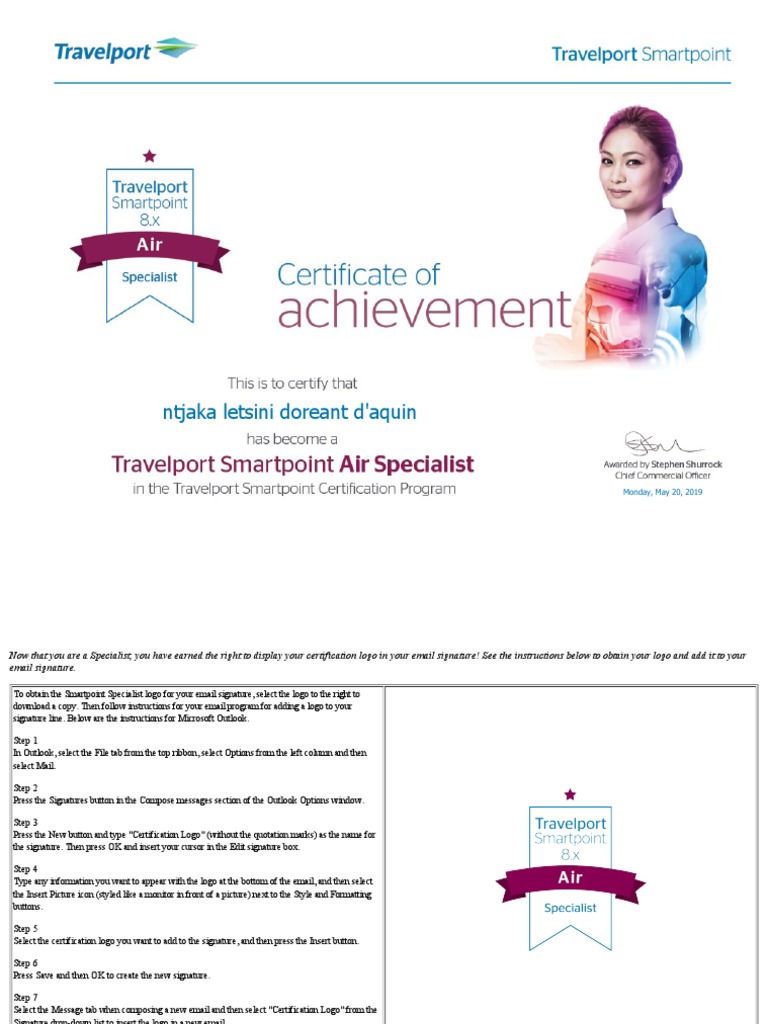 Certificate | PDF | Microsoft Outlook | Microsoft